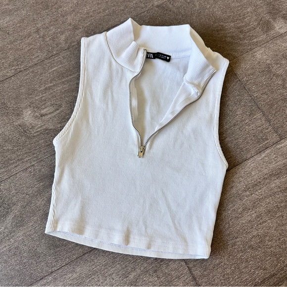 Zara | Tops | Zara Quarter Zip Up Crop Top | Poshmark